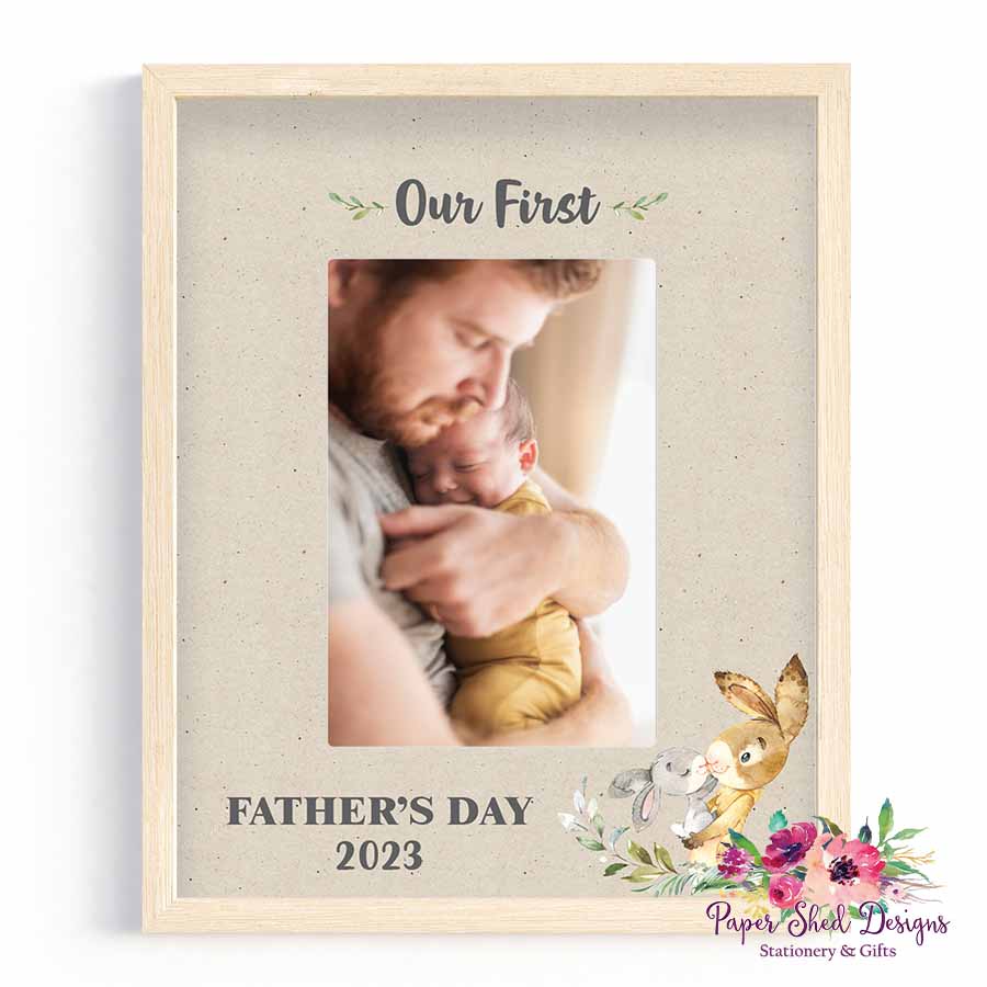 First Father's Day Photo Frame | Daddy and Baby Bunny - Paper Shed Designs