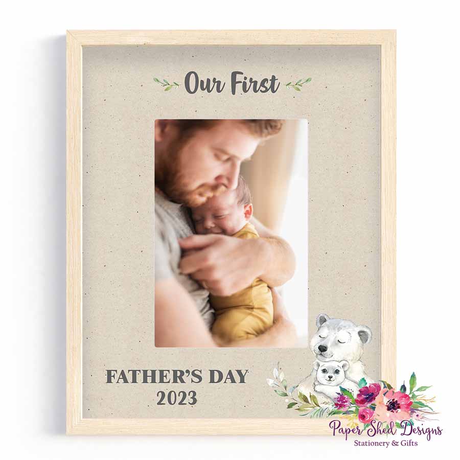 First Father's Day Photo Frame | Daddy and Baby Polar Bear - Paper Shed ...