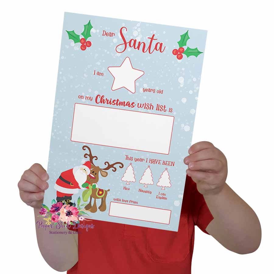 Dear Santa Letter Boards | Cute Santa and Reindeer - Paper Shed Designs
