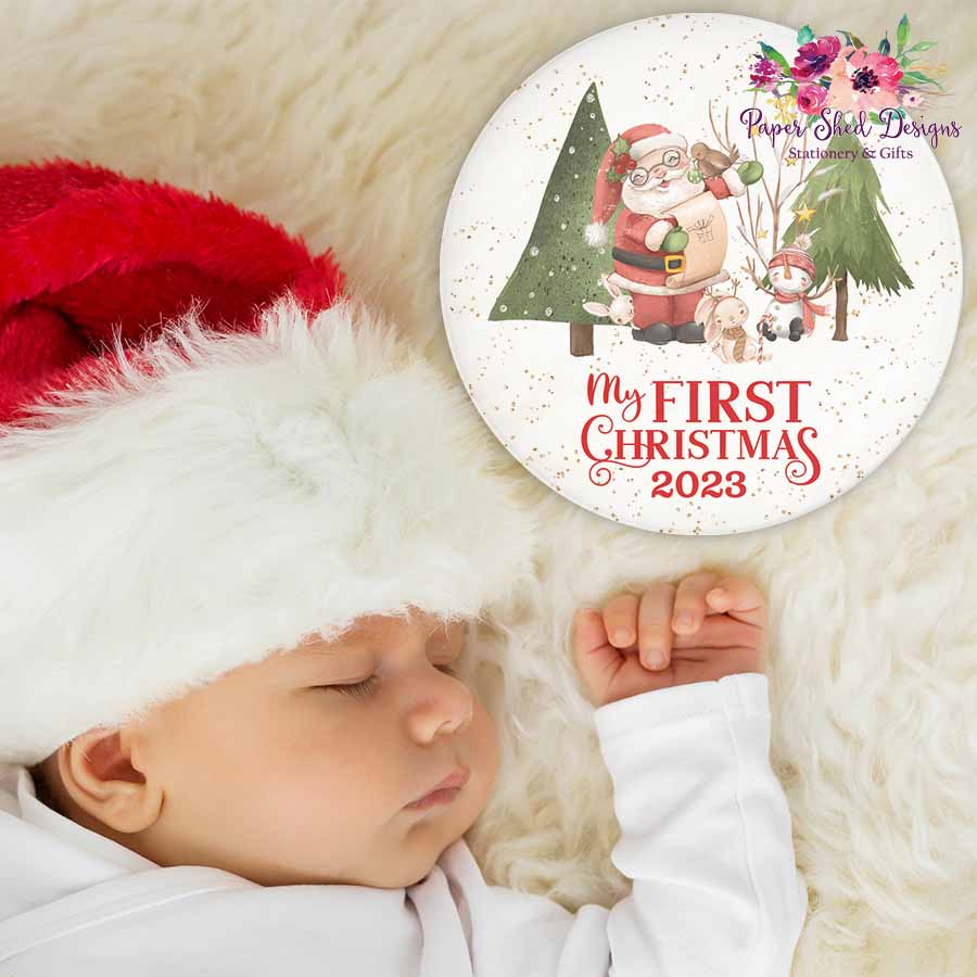 First Christmas Milestone Disc | Traditional Santa - Paper Shed Designs
