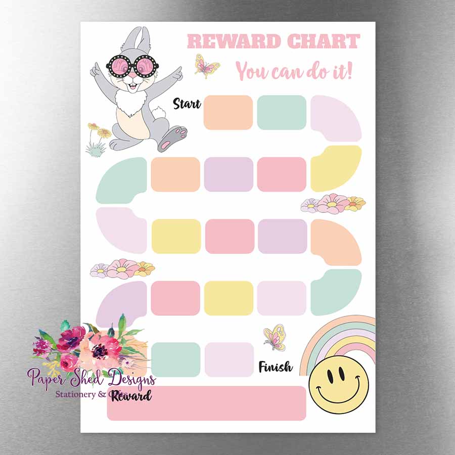 Magnetic Reward Chart | Retro Bunny - Paper Shed Designs