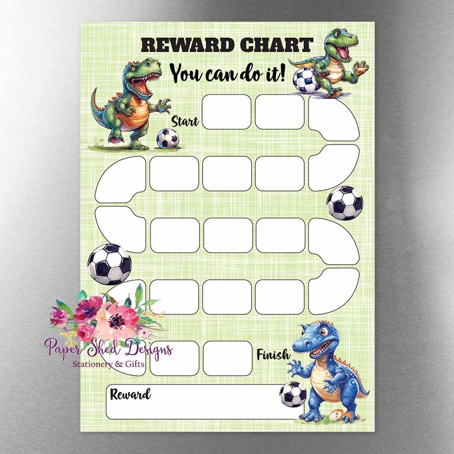 Magnetic Reward Chart | Soccer Dinosaurs - Paper Shed Designs