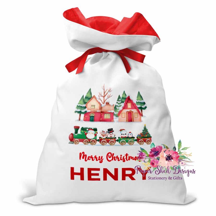 Personalised Santa Sack | Christmas Train - Paper Shed Designs