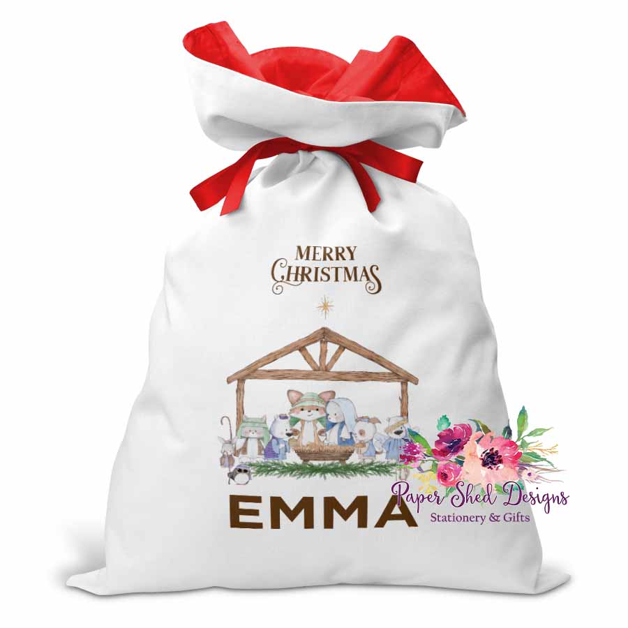 Personalised Santa Sack | Nativity Animals - Paper Shed Designs
