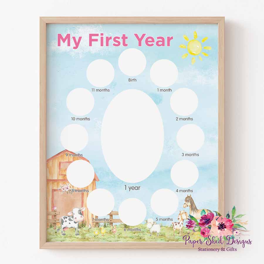 First Year Frame | Farm Yard Friends - Paper Shed Designs