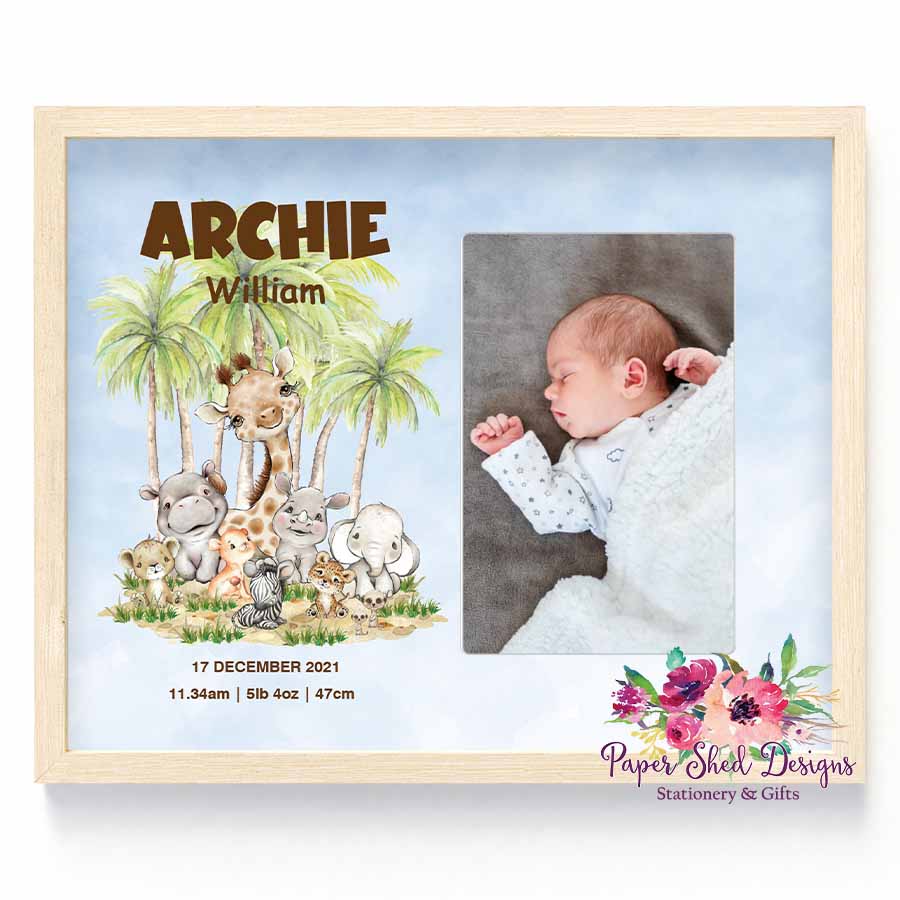 Hello World Photo Frame | Cute Safari Animals - Details - Paper Shed ...