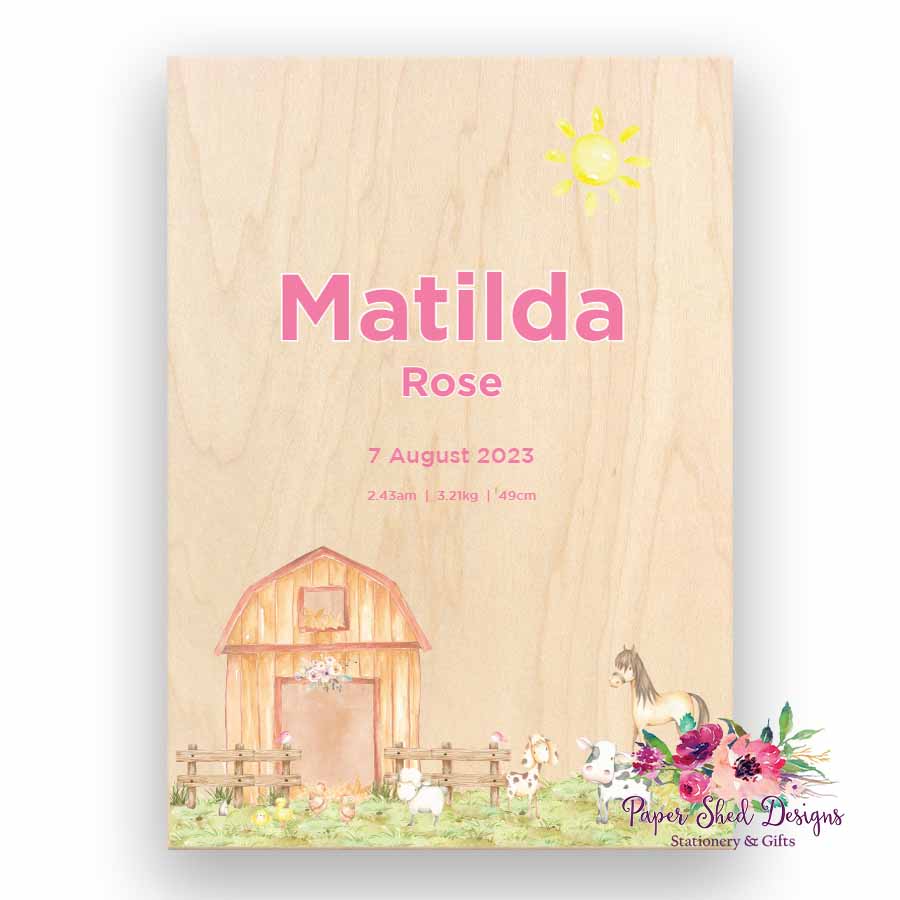 Timber Name Print | Farm Yard Friends - Paper Shed Designs