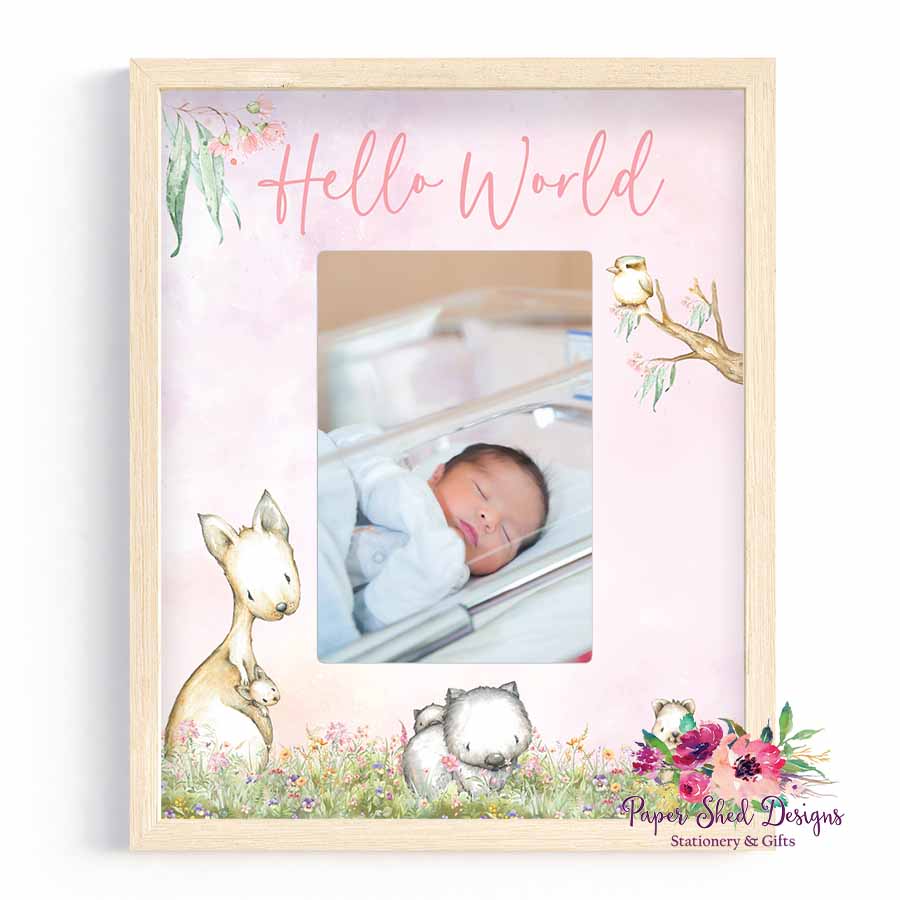 Hello World Photo Frame | Cute Australian Animals Floral - Paper Shed ...