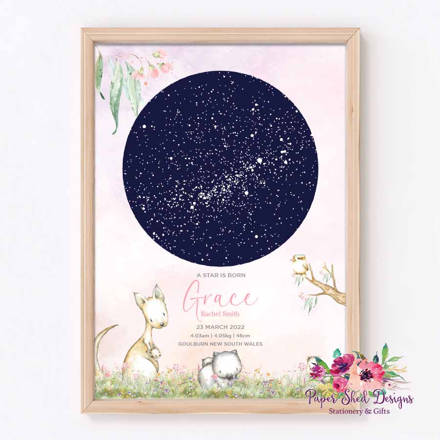 Star Map | Cute Australian Animals Floral - Paper Shed Designs