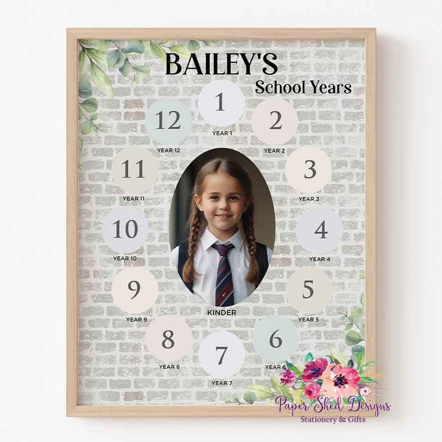 School Years Photo Frame | Leaves - Paper Shed Designs