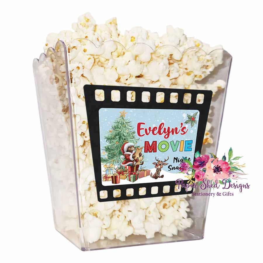 Personalised Christmas Popcorn Bucket | Santa Bear - Paper Shed Designs