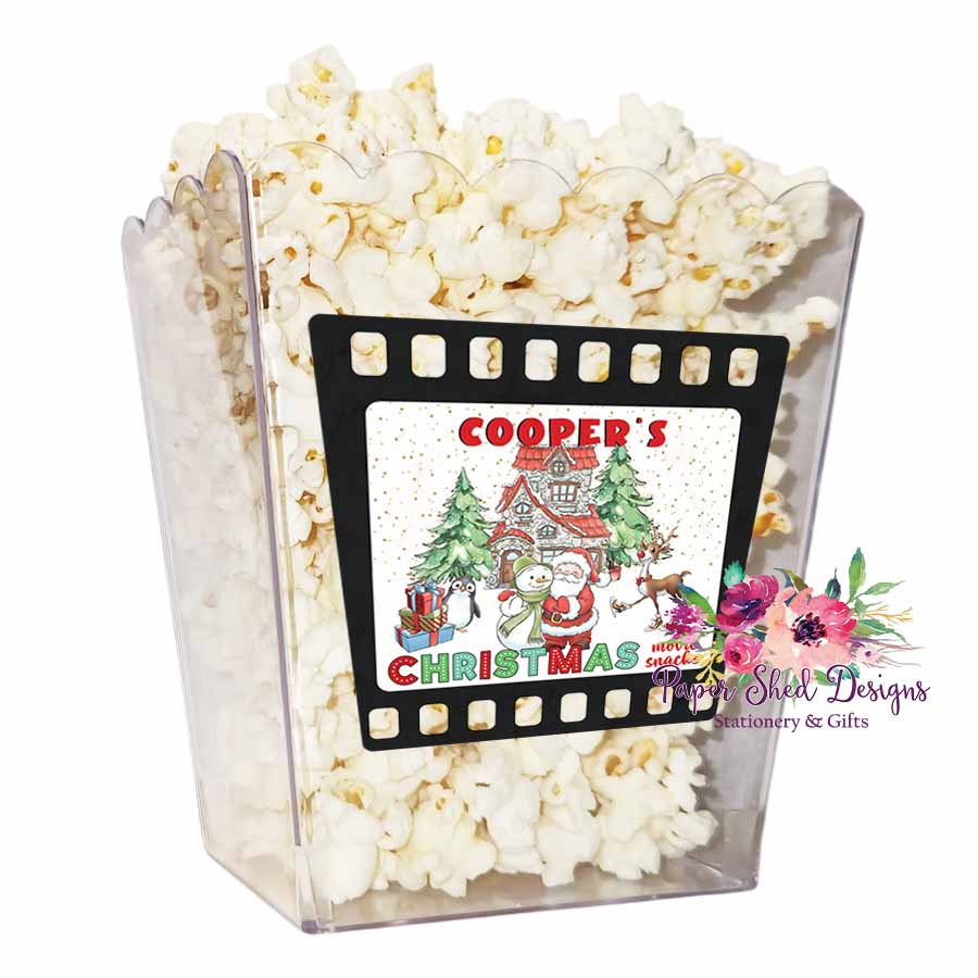 Personalised Christmas Popcorn Bucket | Santa and Snowman - Paper Shed ...
