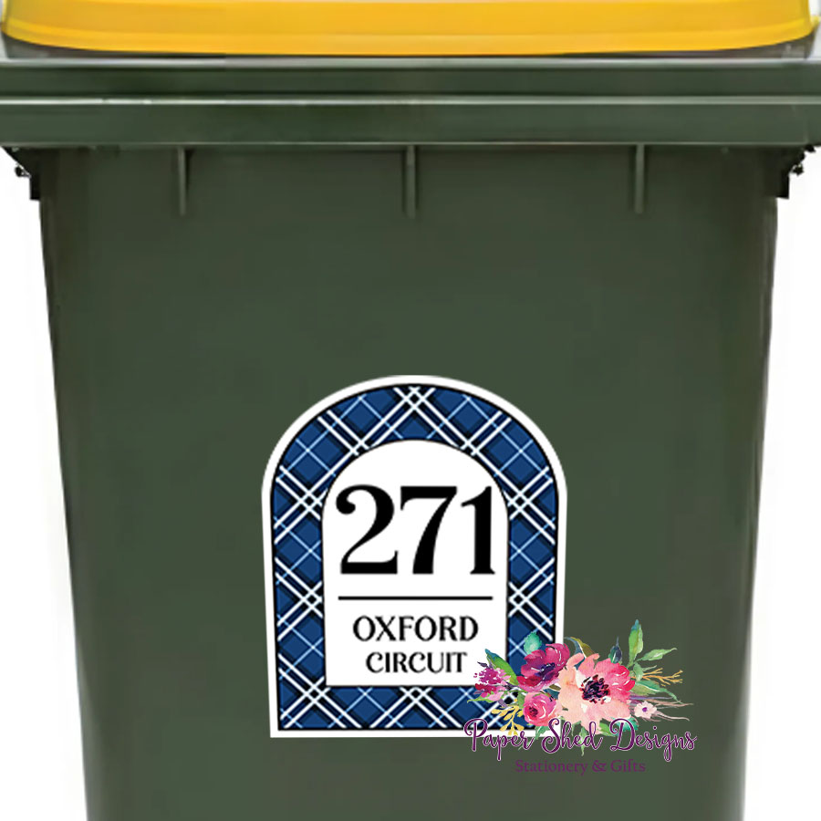 Bin Sticker | Plaid Blue - Paper Shed Designs