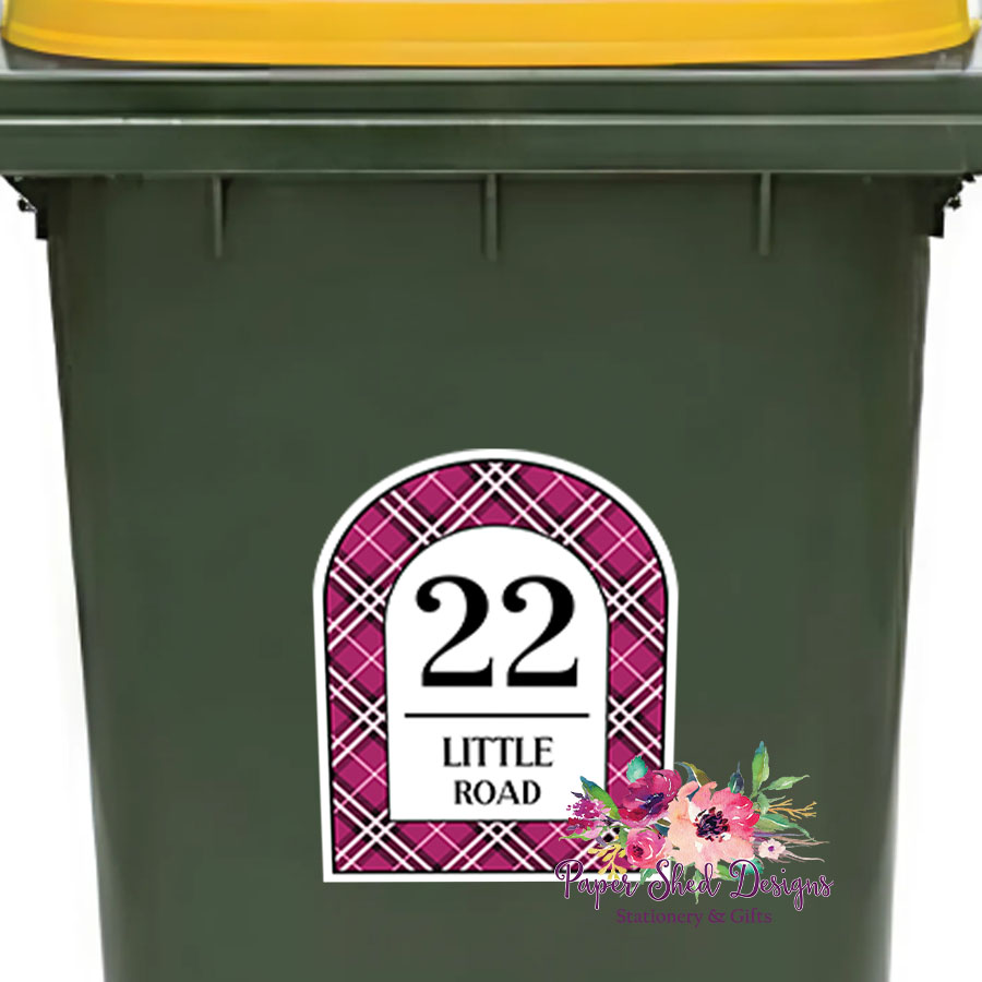 Bin Sticker | Plaid Pink - Paper Shed Designs