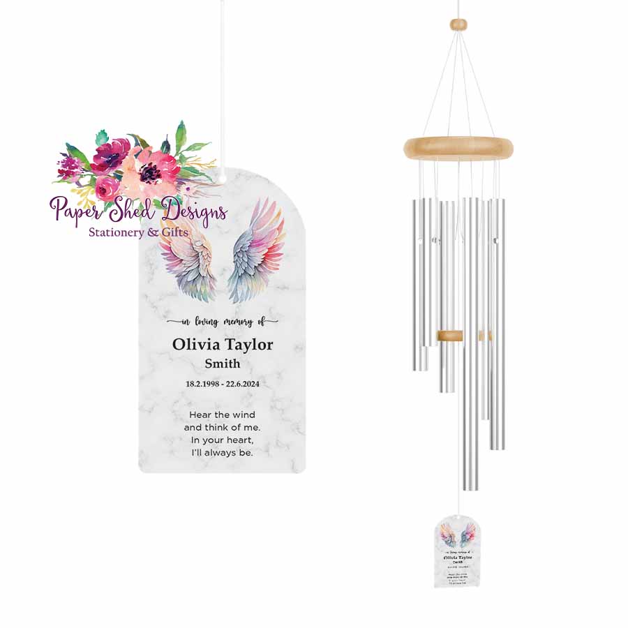 Memorial Wind Chime | Angel Wings - Paper Shed Designs