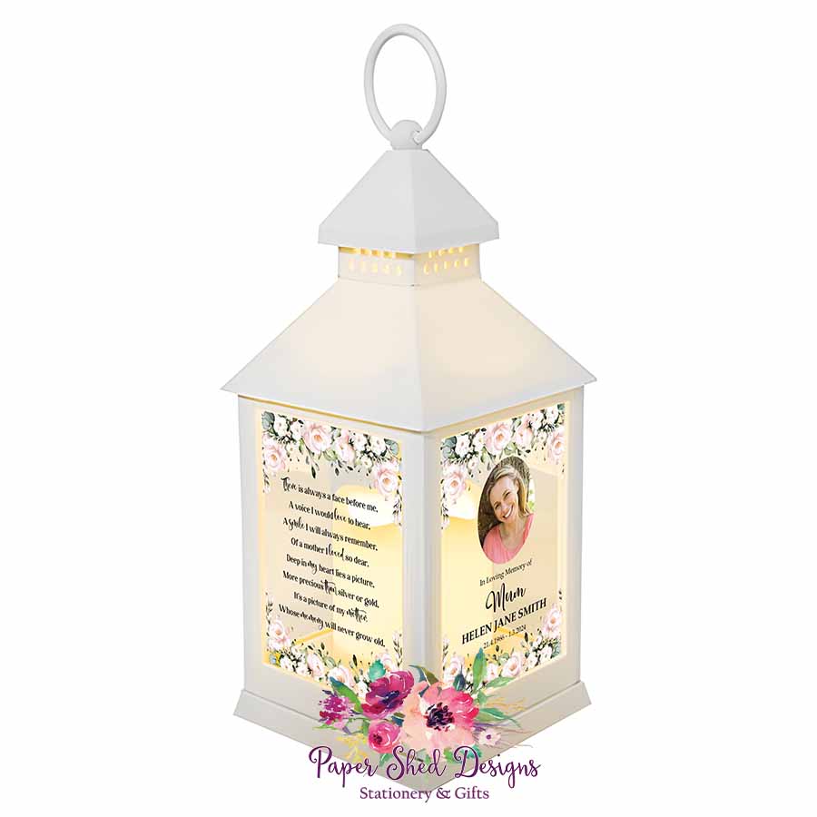 Memorial Lantern | Pink Roses - Paper Shed Designs