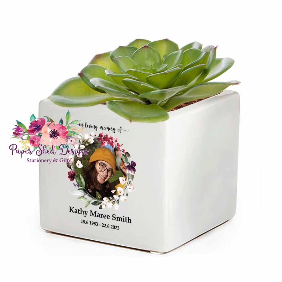 Memorial Planter Pot | Watercolour Roses - Paper Shed Designs