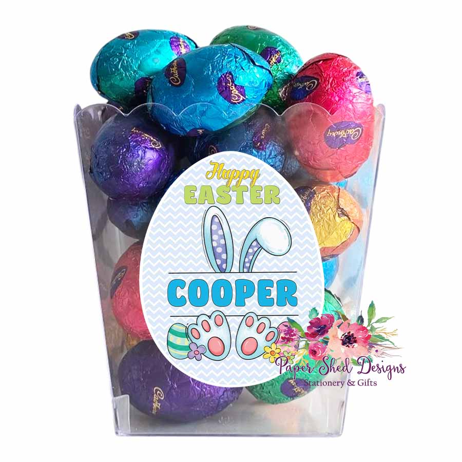 Personalised Easter Bucket | Monogram Bunny Blue - Paper Shed Designs