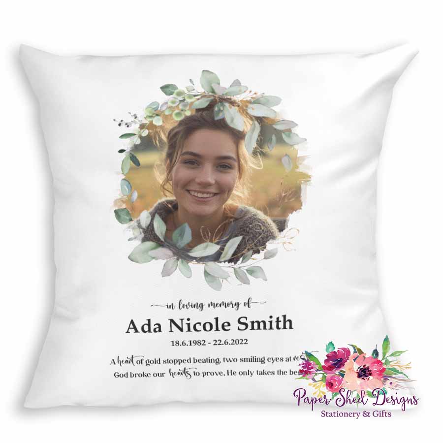 Memorial Cushion | Forest Leaves - Paper Shed Designs